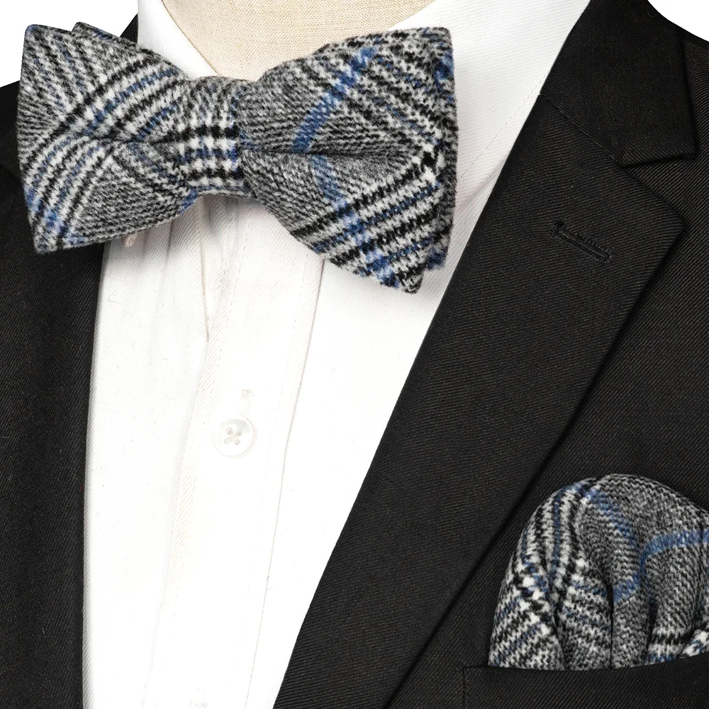 EASTEPIC Cashmere Neckwear Double Layer Thick Bow Tie for Men Hanky Set ...