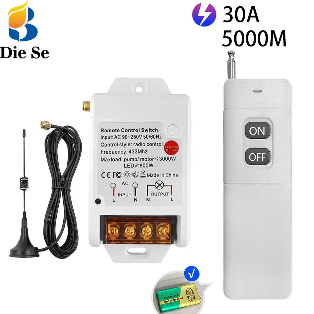 RF-433Mhz-Universal-Wireless-Remote-Control-Switch-110V-220v-30A-5000M ...