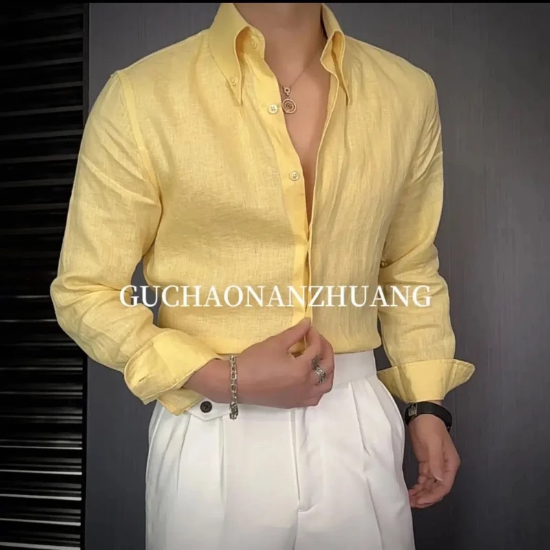 Italian-Style-Shirt-New-Thin-Men-s-Fashionable-British-Long-Sleeved ...