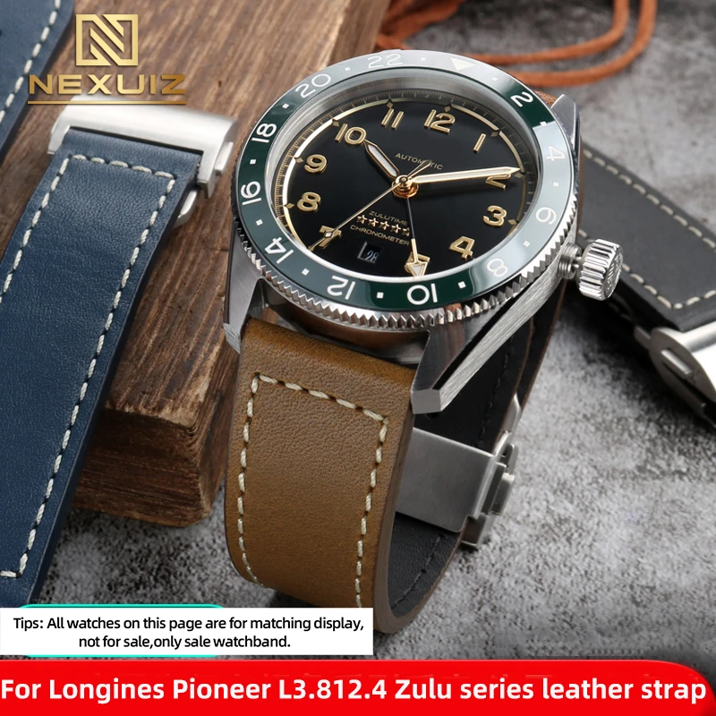 Genuine-Leather-Watch-Band-For-Longines-Pioneer-Zulu-Time-Watch-Strap ...