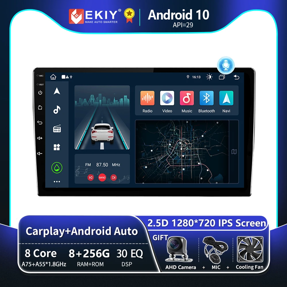 EKIY T8 Universal 8 256G Car Radio GPS Android 10 Multimedia Video ...