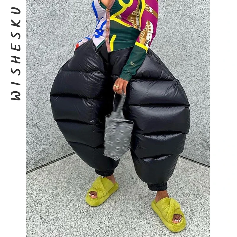 Women-High-Waist-Cotton-Padded-Puff-Pants-Winter-Warm-Black-Casual ...