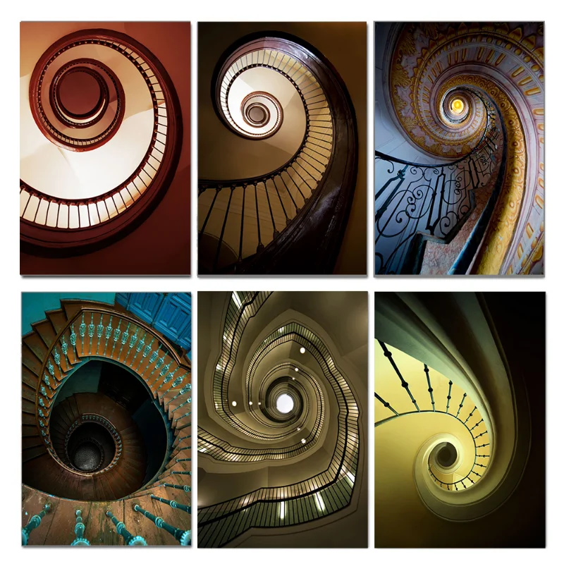 Retro Spiral Staircase Poster Canvas Painting Modern Art Poster and ...