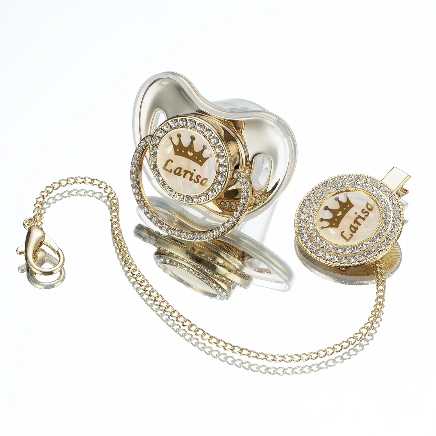 MIYOCAR-Sparkling-Bling-Custom-Baby-Pacifiers-and-Clips-Holder-Kit-with ...