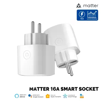 Smart EU Plug Matter WiFi Socket 16A Timer Outlet Support EWeLink Apple ...