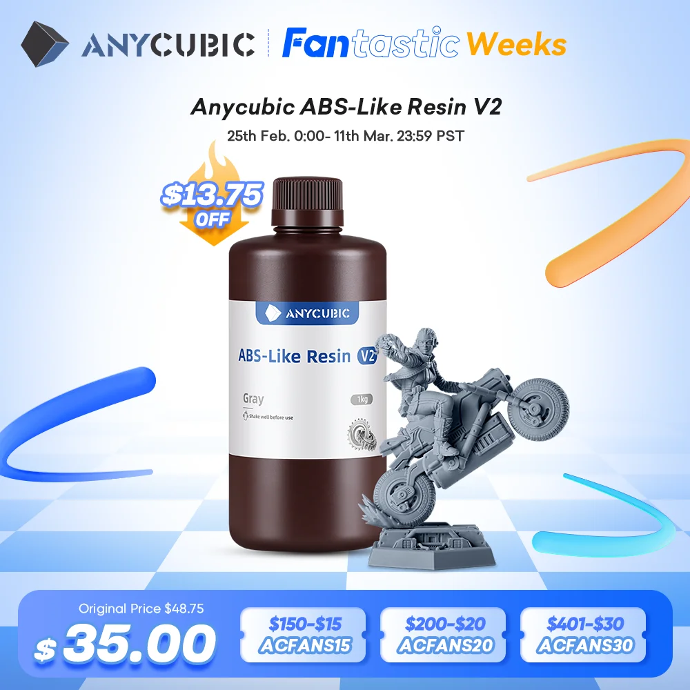 Newest-ANYCUBIC-Water-Washable-ABS-Like-Resin-V2-405nm-Photopolymer ...