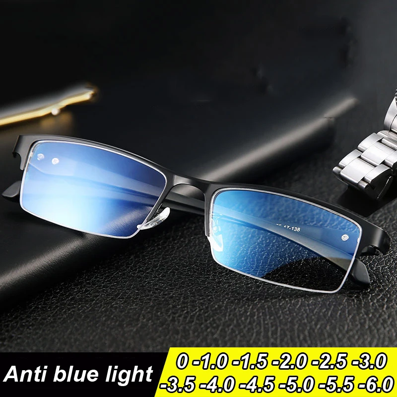 Luxury-Brand-Myopia-Glasses-Anti-Blue-Light-Business-Half-Frame ...