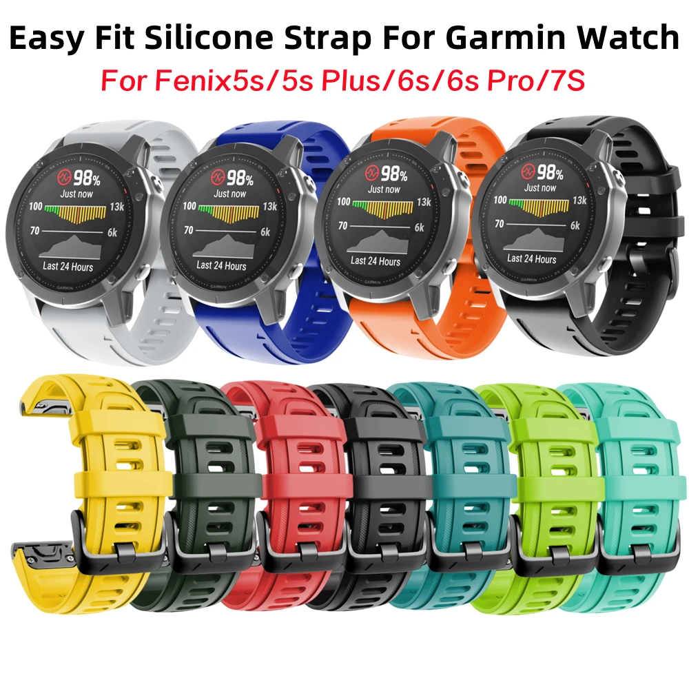 20mm Soft Silicone Sport Strap For Garmin Fenix5s 5sPlus 6s 6sPro 7s ...