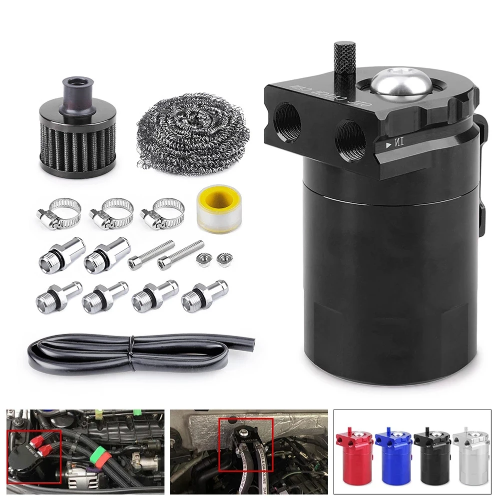 Car-Baffled-Oil-Catch-Can-Tank-Kit-with-Air-Filter-Hose-Cleaner-Fuel ...