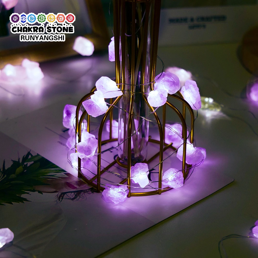 Natural Gemstones Amethyst Clear Quartz Lights Birthday Atmosphere Lamp ...
