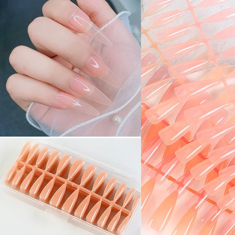 240Pcs-Pink-Series-Long-Stiletto-False-Nail-Art-Tips-Full-Coverage ...