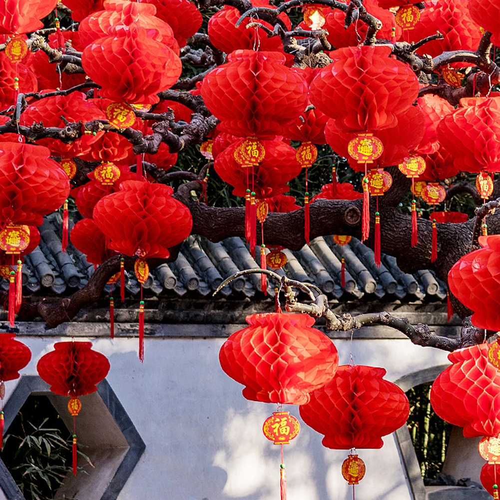 6-10pcs-Foldable-Traditional-Chinese-Red-Paper-Lanterns-For-2024 ...
