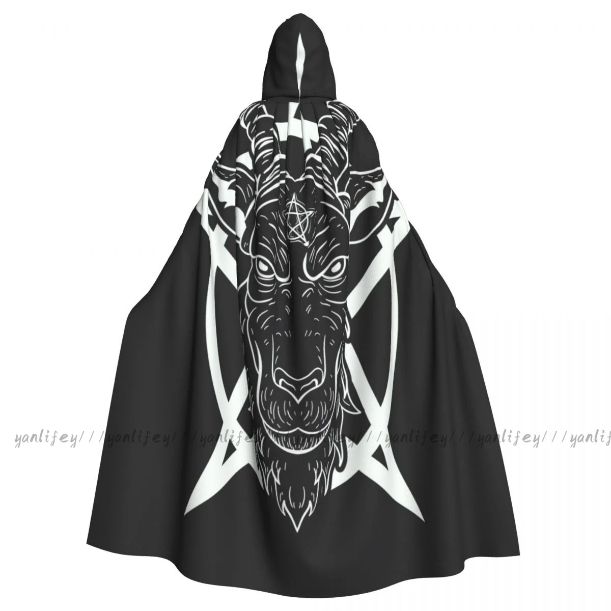 Adult-Vampire-Cape-Hooded-Robe-Baphomet-Halloween-Cloak-Full-Length ...