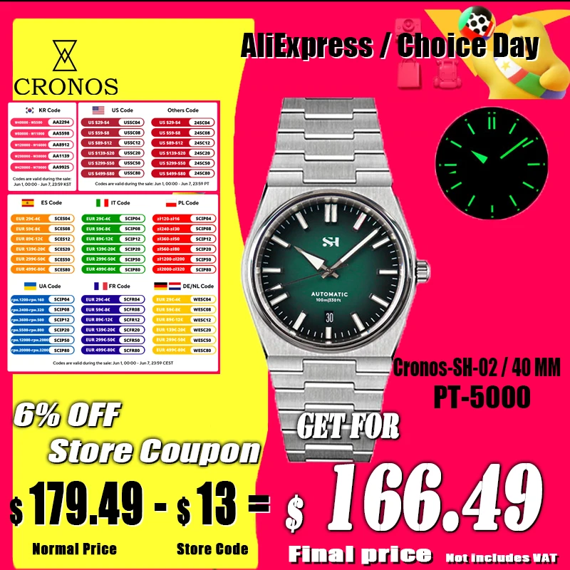 Cronos-SH-Stainless-Steel-Automatic-Diver-Men-s-Watches-PT5000-SW200 ...