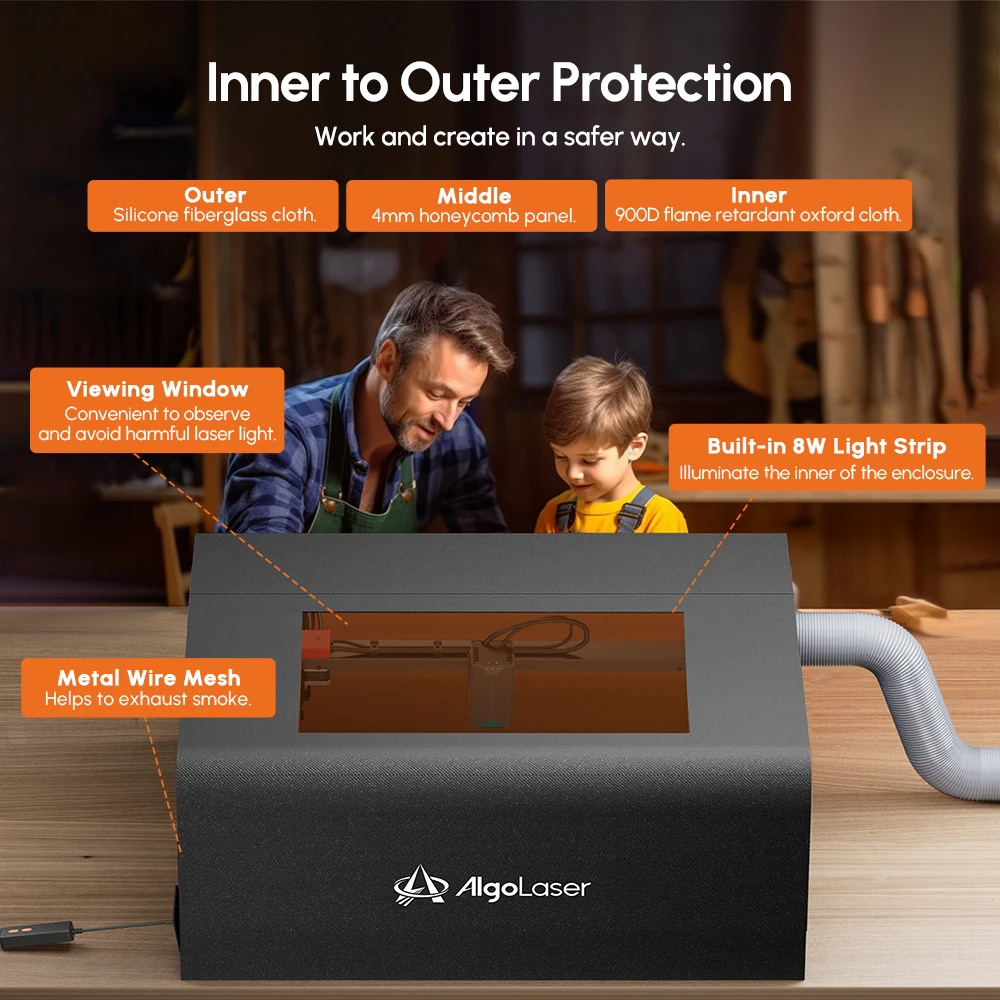AlgoLaser-Laser-Engraver-Enclosure-Safe-Dust-Proof-Cover-Engraving ...