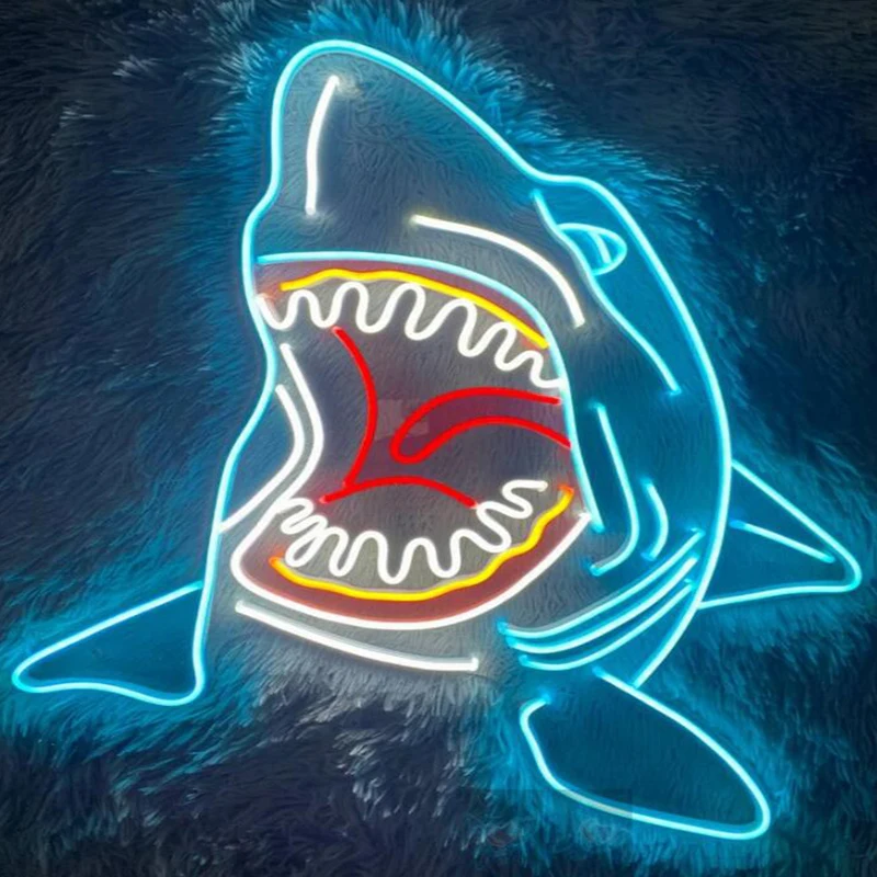 Neon Sign Big Shark Custom Neon Lights Cool Anime Cartoon for Aquarium ...