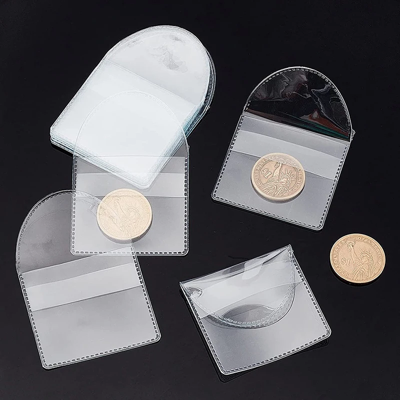 20PCS-Lot-Single-Pocket-Coin-Sleeves-Collector-Individual-Clear-Plastic ...