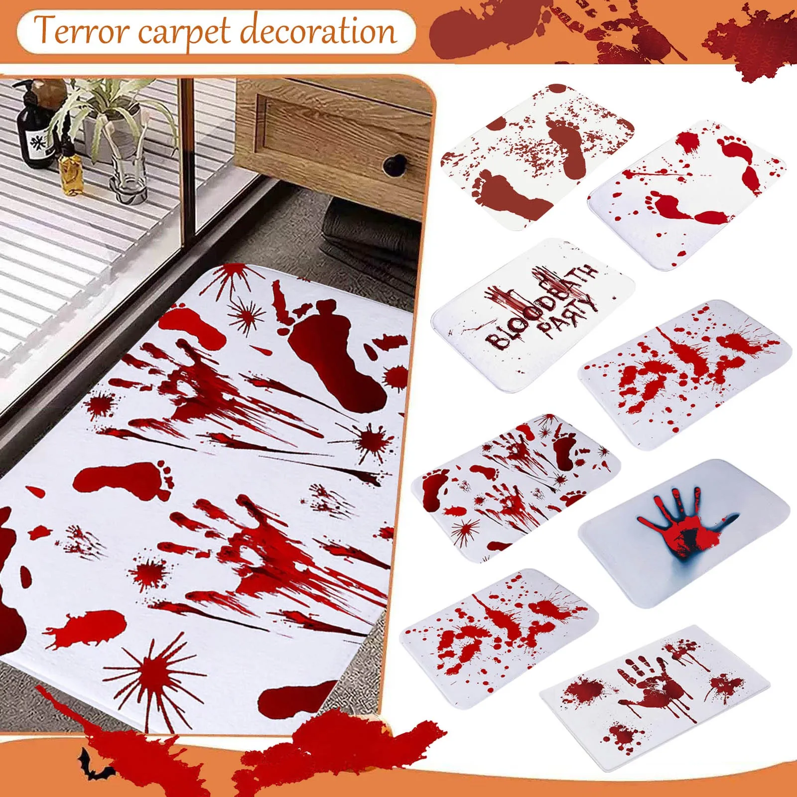 Halloween-Decoration-Mat-Blood-Bathmat-Bloody-Footprints-3D-Bathroom ...