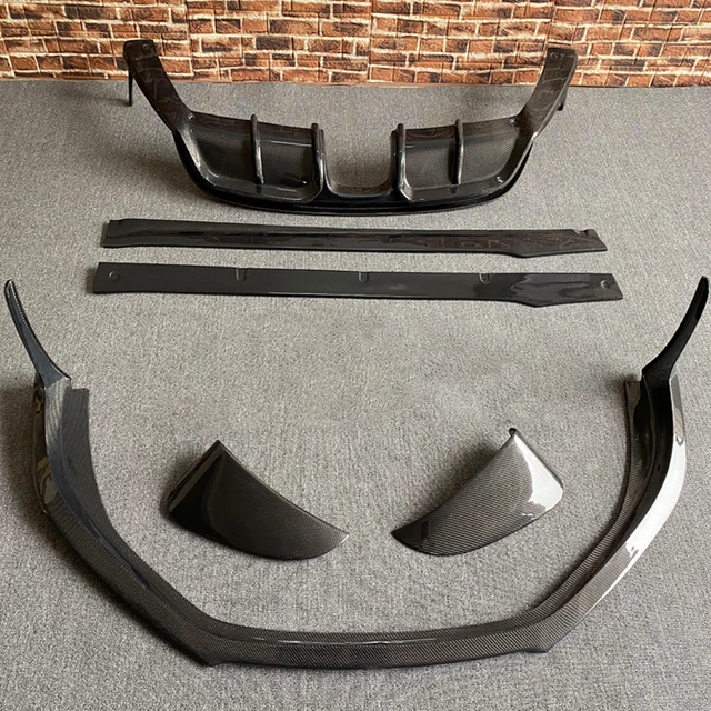 Real Carbon Fiber Front Lip Rear Diffuser Body Side Skirt Kit Trunk ...