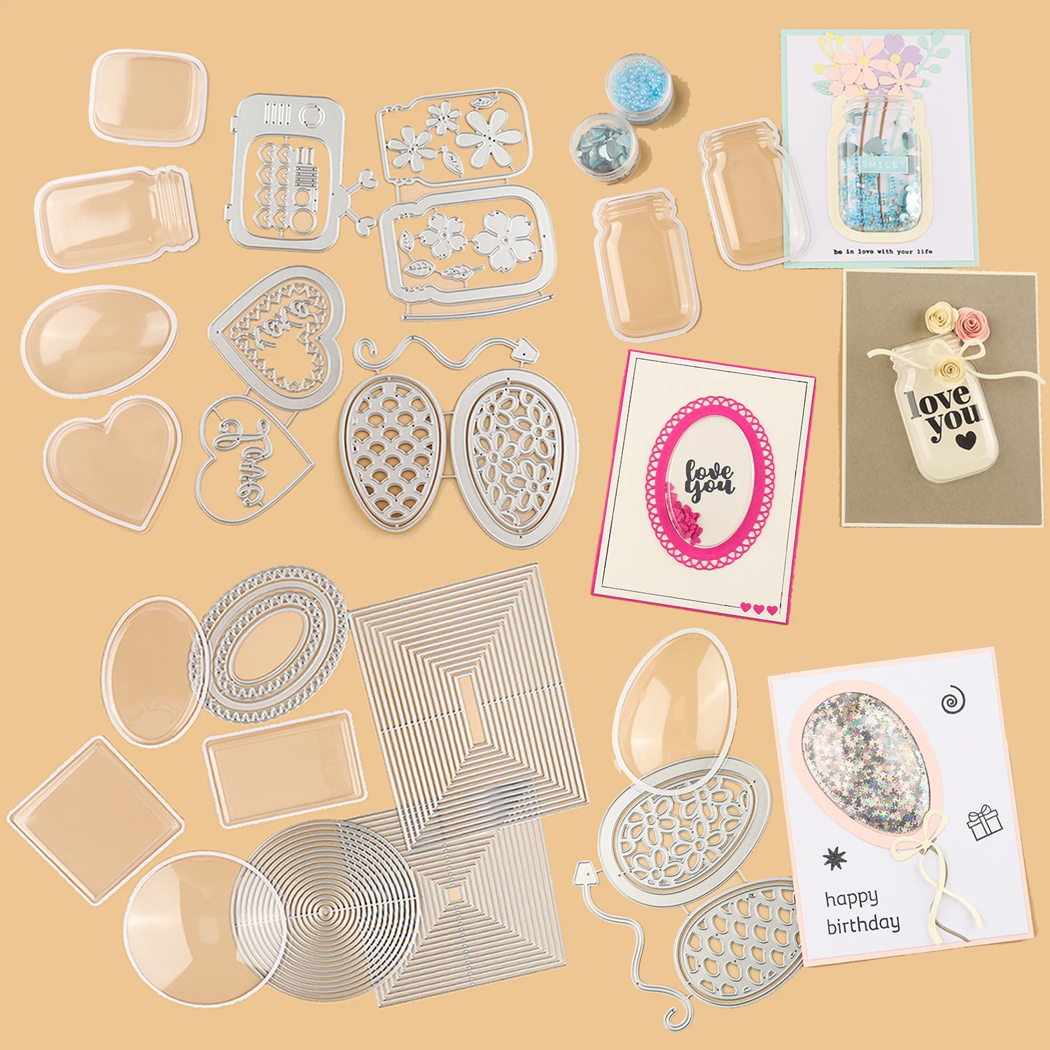 Hearts-Eggs-Jars-Square-Oval-Circles-Plastic-Clear-Puffy-Shaker-Covers ...