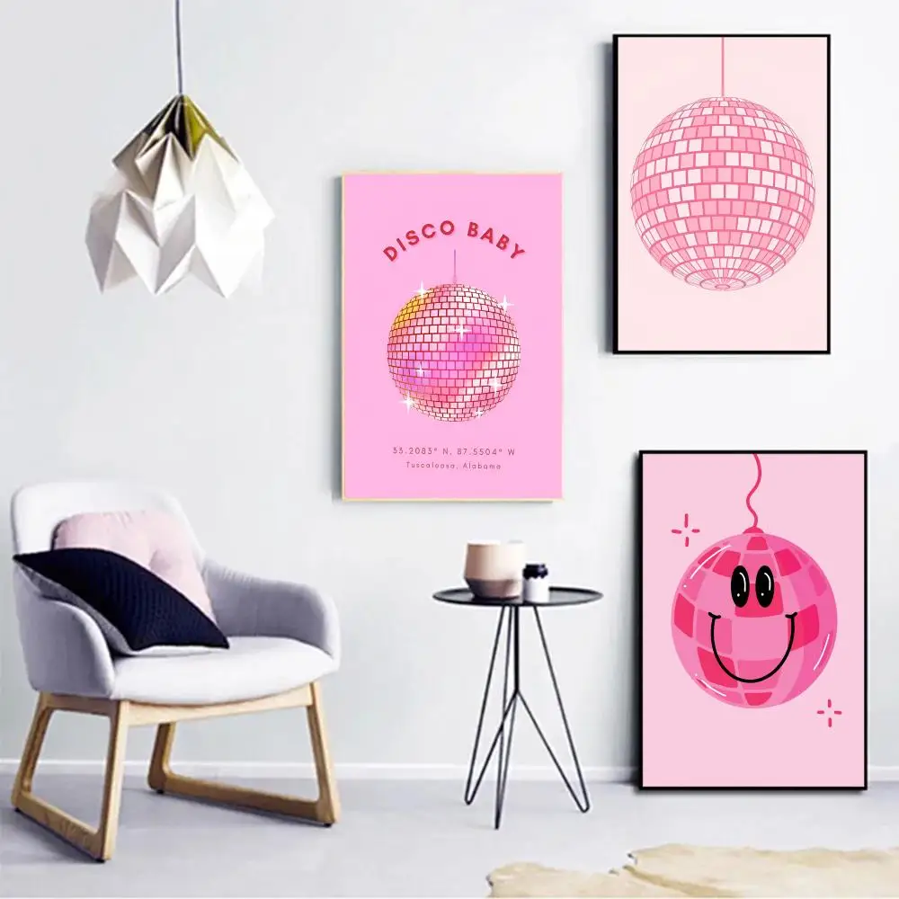 Pink-Disco-Ball-Whitepaper-Poster-Fancy-Wall-Sticker-for-Living-Room ...