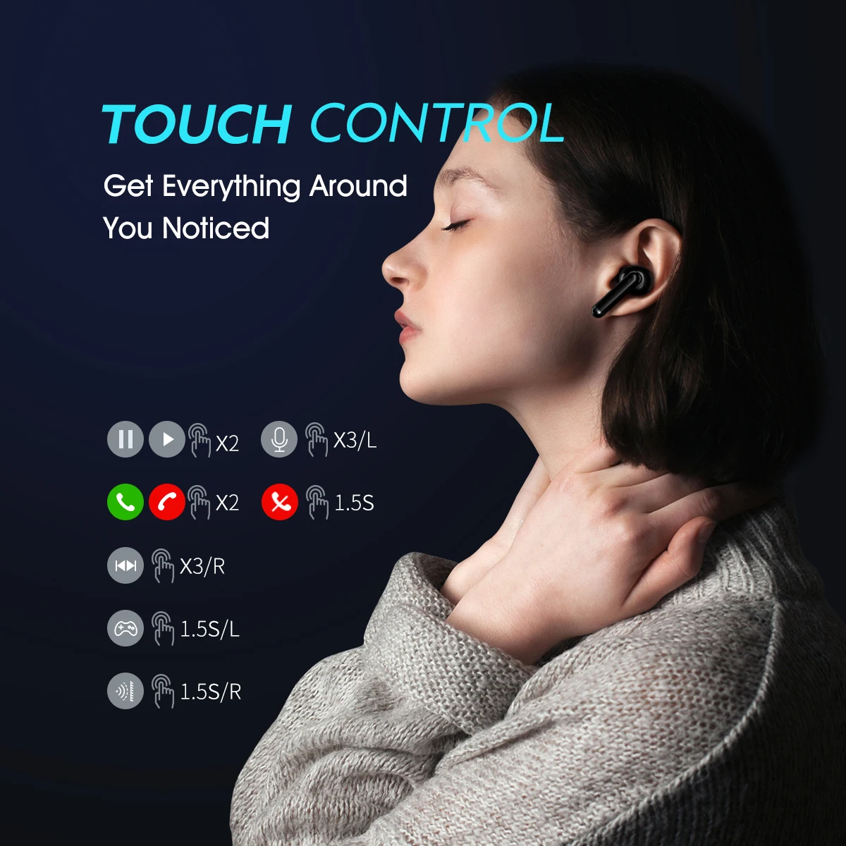 QCY HT03 TWS ANC Fone Bluetooth Earphones Noise Canceling Wireless ...