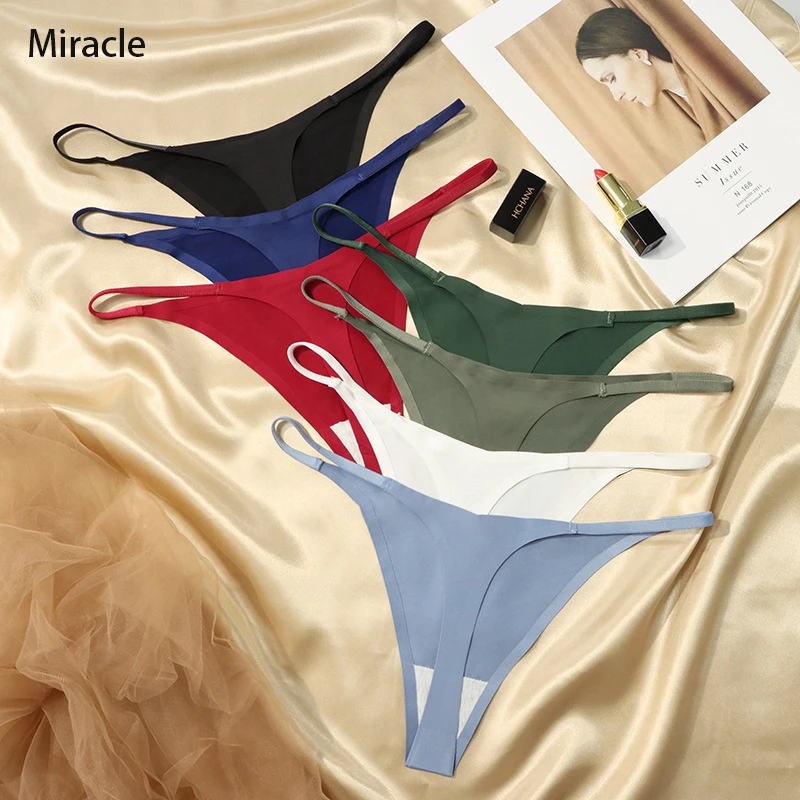 Women's Thongs Panties Silk Seamless Underwear For Woman Thin Tangas ...