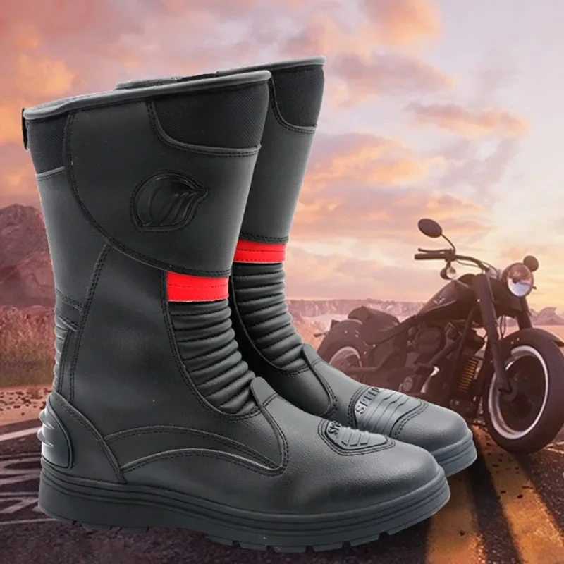 PU-Leather-Cycling-Shoes-Men-Motorcycle-Boots-Moto-Racing-Motocross-Off ...