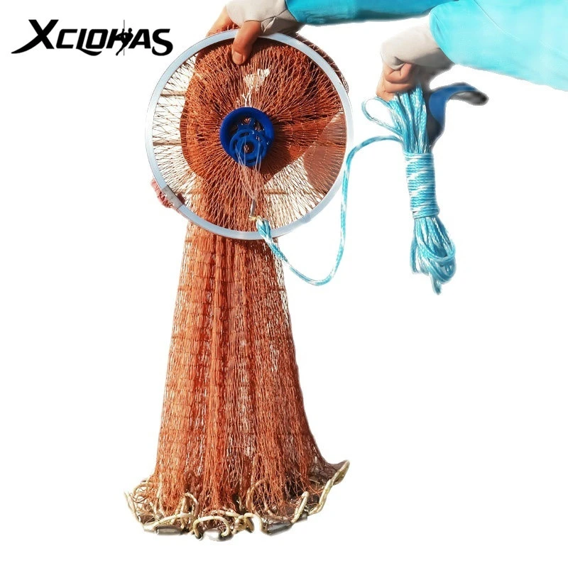 American Hand Cast Nets 2.4m-4.2m With Sinkers Casting Fishing Network ...