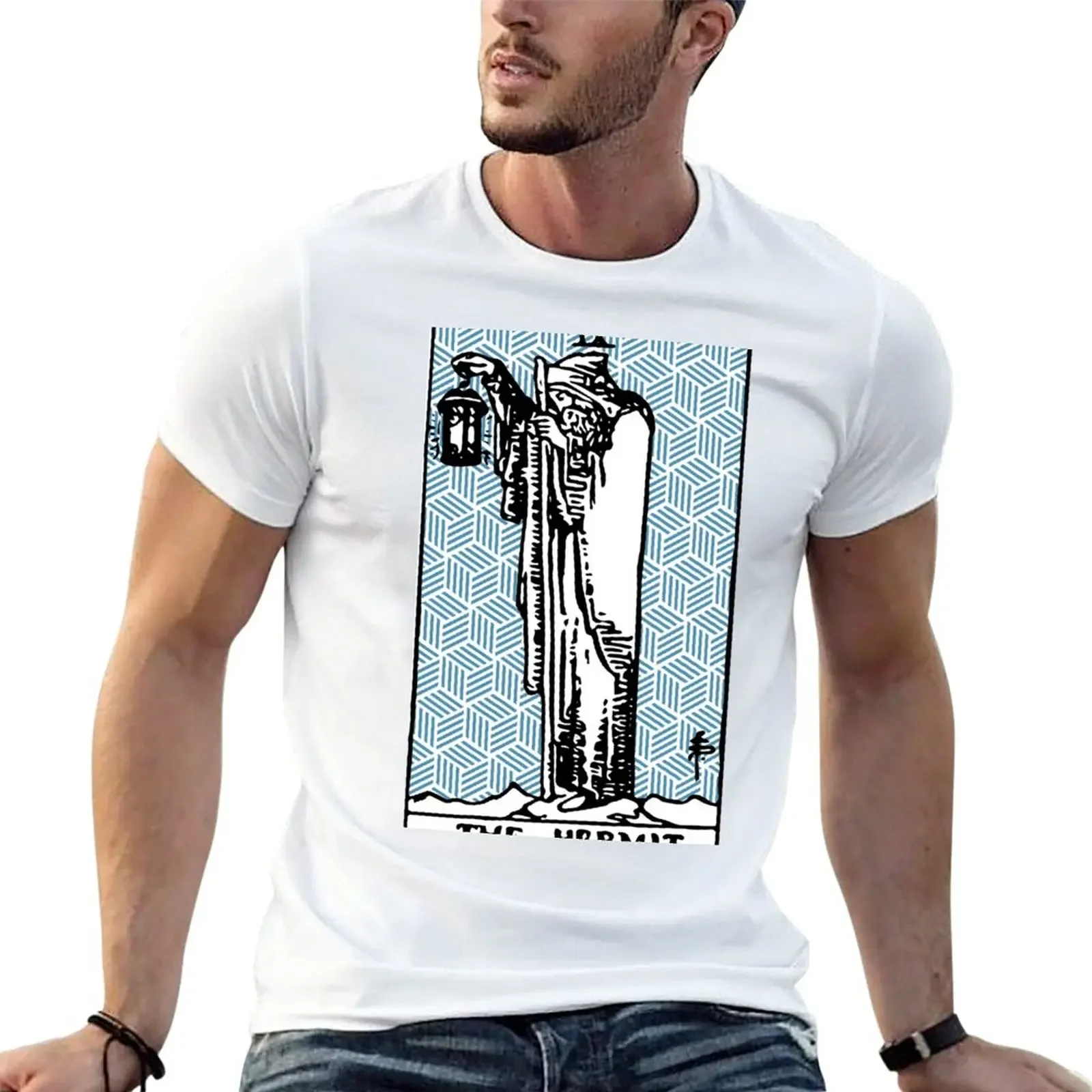 The-Hermit-A-Geometric-Tarot-Card-Print-T-Shirt-plus-size-tops-blacks ...
