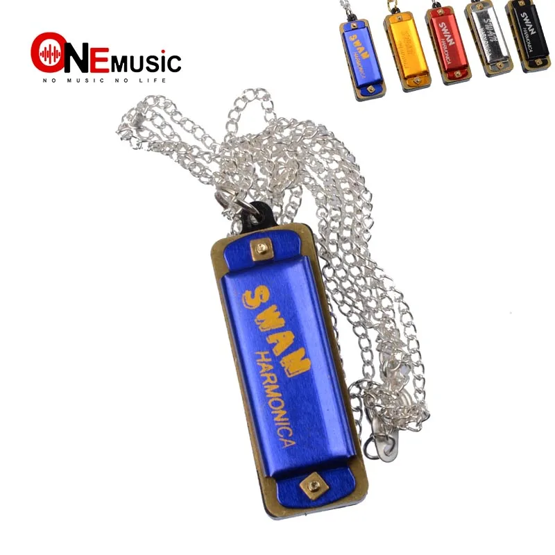 Multi Color Mini 4 Holes 8 tone Harmonica for Children with Necklace ...