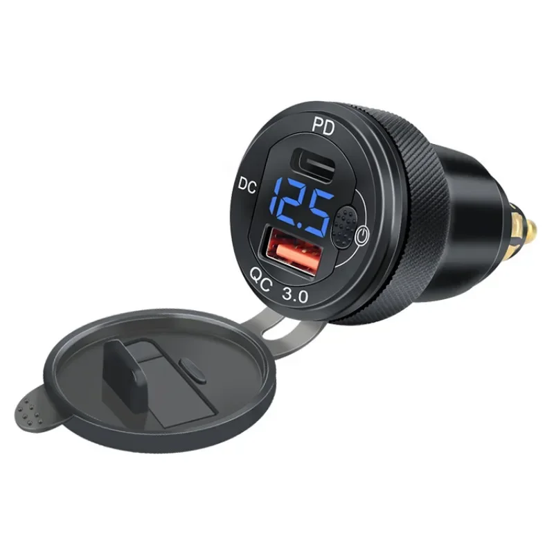 Motorcycle Aluminum alloy DIN Hella Plug USB C Quick Charger Adapter ...
