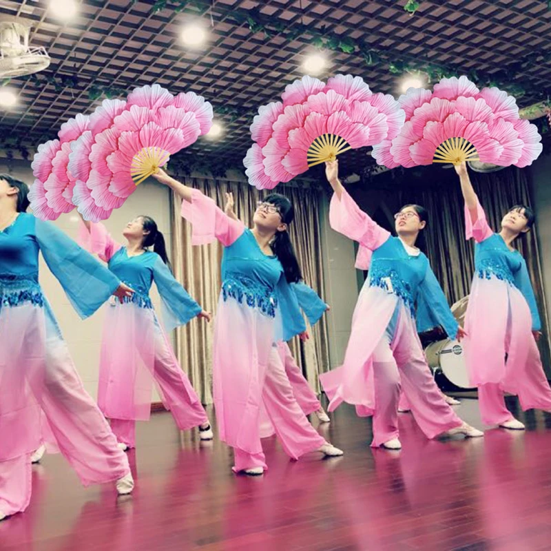 Large Half Foldable Dancing Fan Double-sided Peony Flower Hand Fan ...