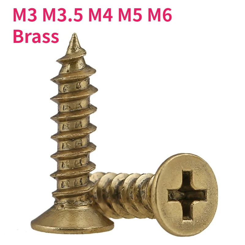 M3-M3-5-M4-M5-M6-Brass-Cross-Recessed-Countersunk-Flat-Head-Self ...
