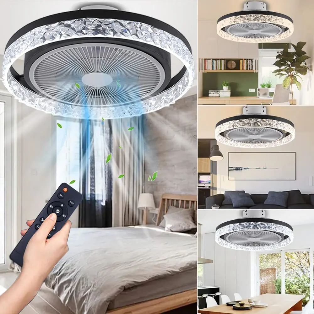 Ceiling-Fan-With-LED-Light-And-Remote-Control-Silent-3-Colors ...