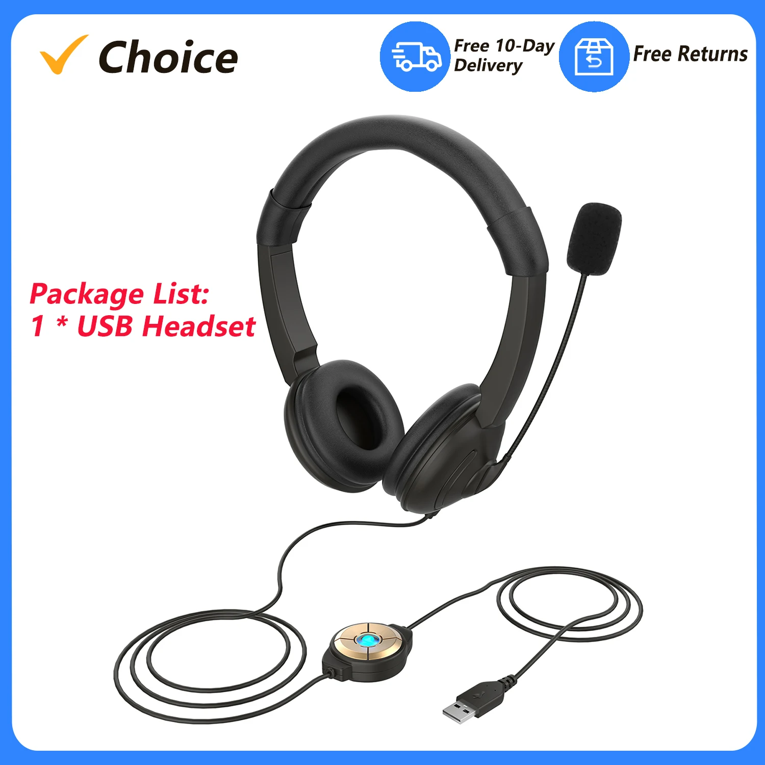 USB-Wired-Headset-with-Noise-Cancelling-Microphone-On-Ear-Computer ...