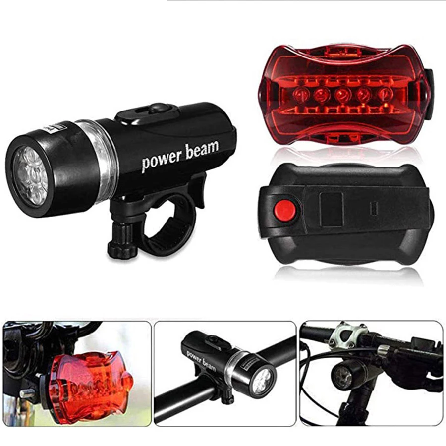 5-LED-Bicycle-Front-Back-Light-Set-Bike-Head-Light-and-Rear-Safety ...