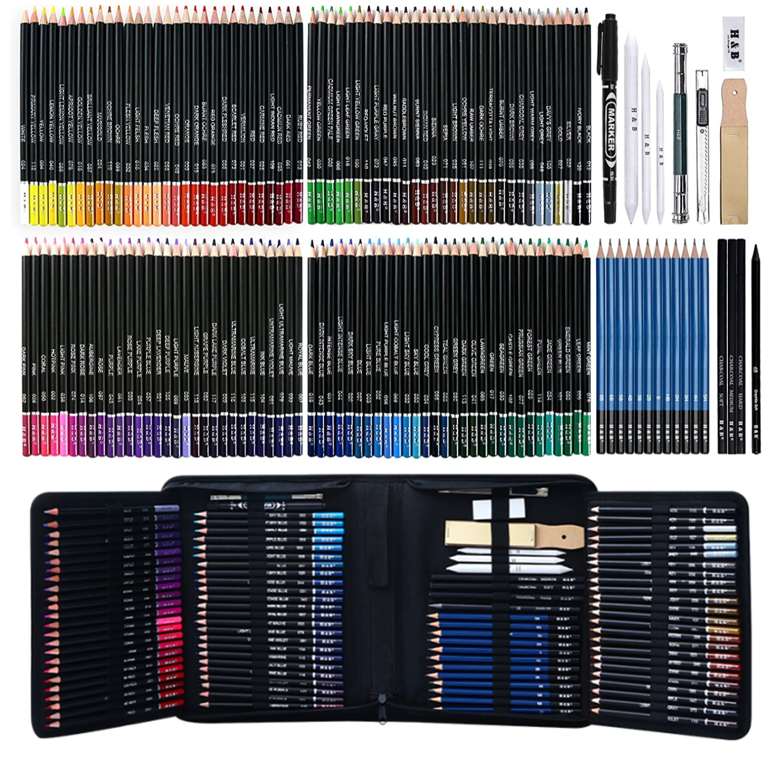 145-Piece-Colored-Pencils-Set-Drawing-Pencils-and-Sketching-Kit ...