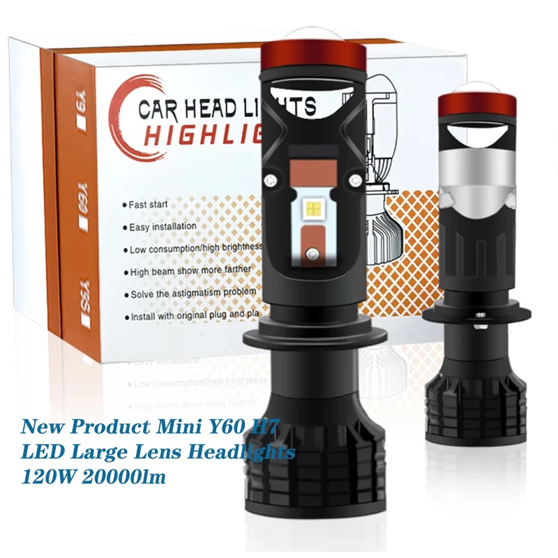 Canbus Lamp Mini Led Projector H4 H7 Laser Headlight 120W 20000lm Spot ...