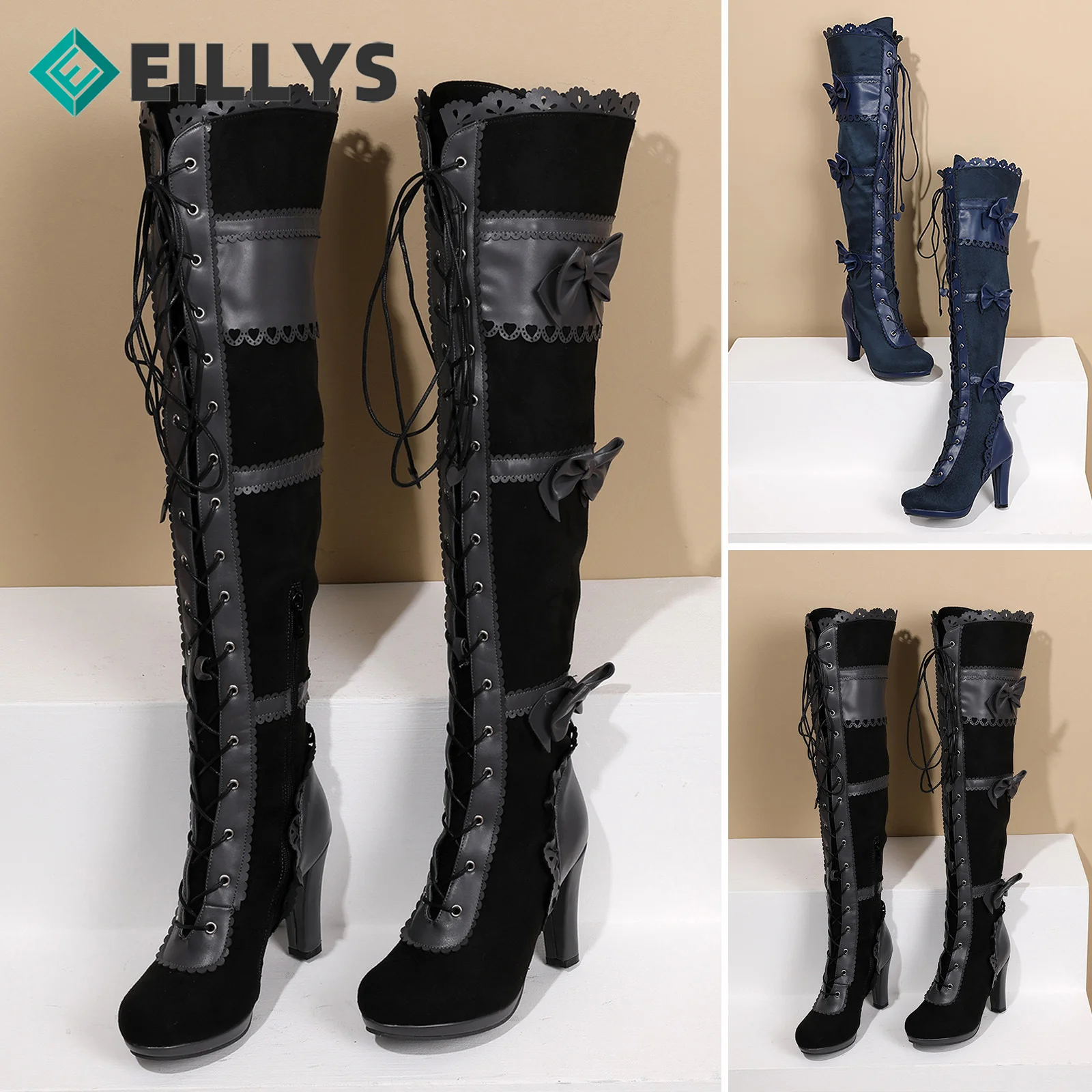 2022 Ladies Over The Knee Boots Winter Shoes Plus Size Women Retro ...