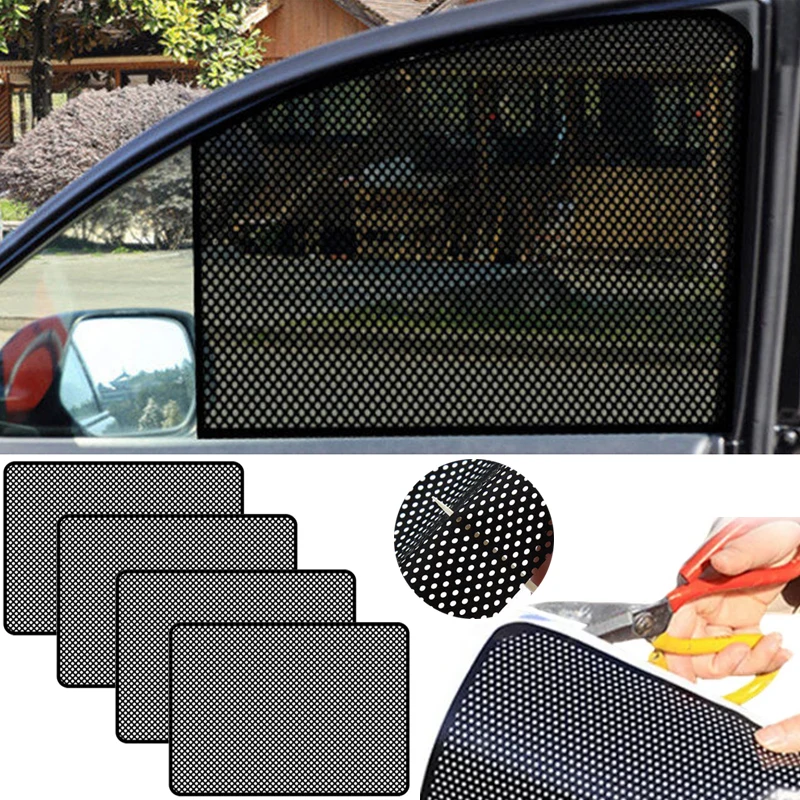2-4Pcs-Universal-Car-Side-Window-Sun-Shade-Mesh-Protector-Auto-Black-UV ...