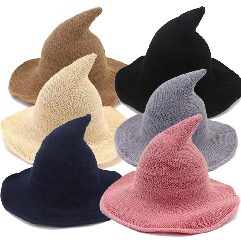 1Pcs-Vintage-Halloween-Witch-Hat-Woolen-Long-Point-Hat-for-Women-Party ...