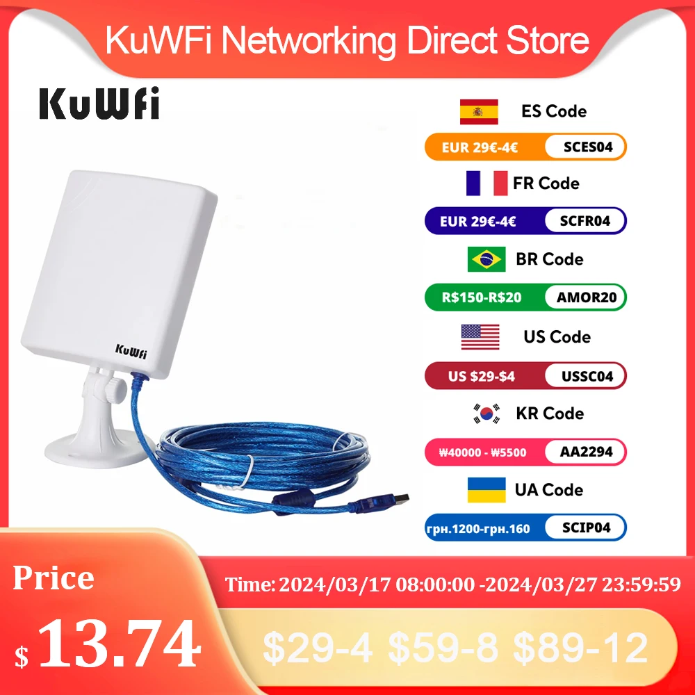 KuWfi-adaptador-USB-Wifi-de-150Mbps-para-PC-receptor-Wifi-para ...