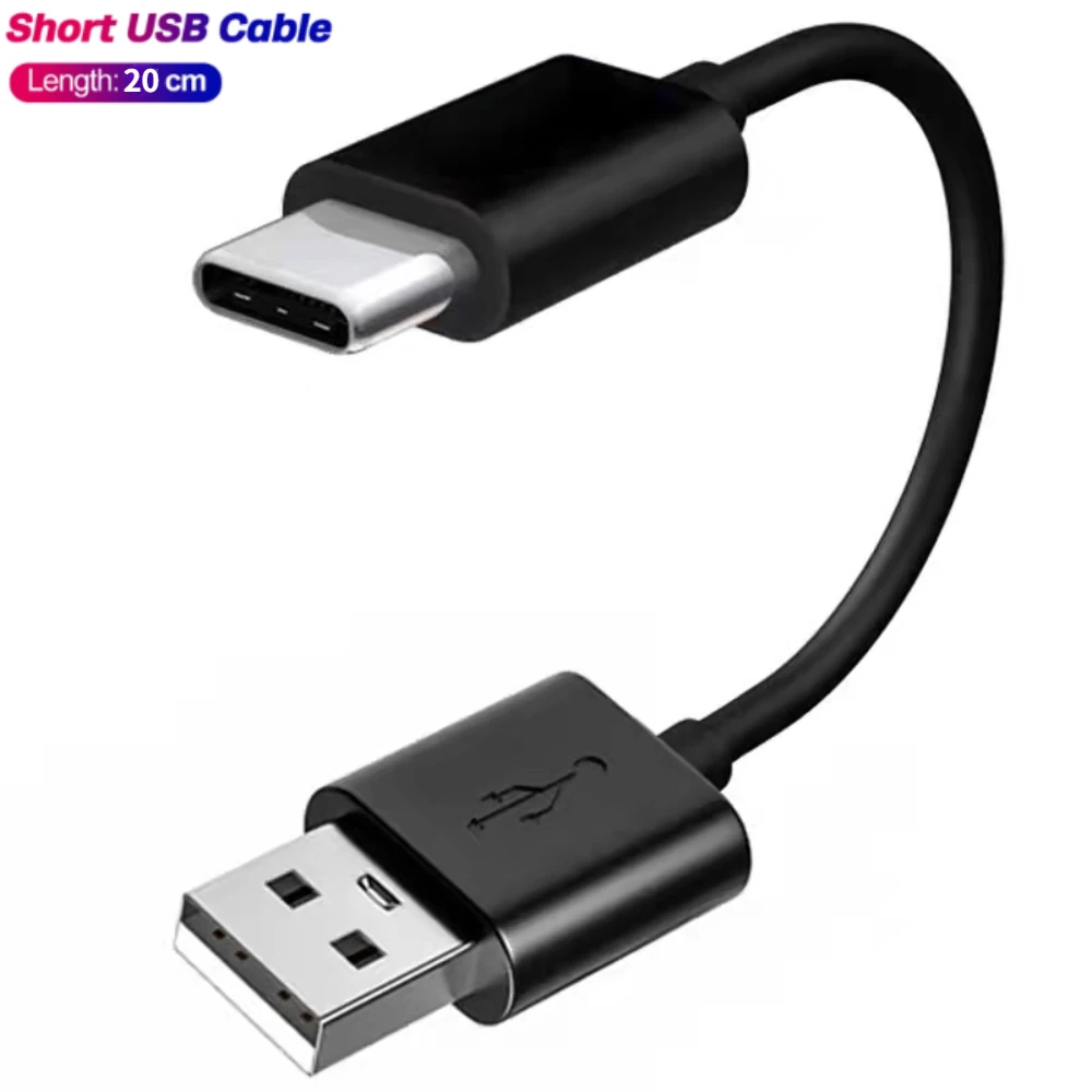 20cm Short Charger Data Cable Micro USB Type C Cables For iOS Android ...
