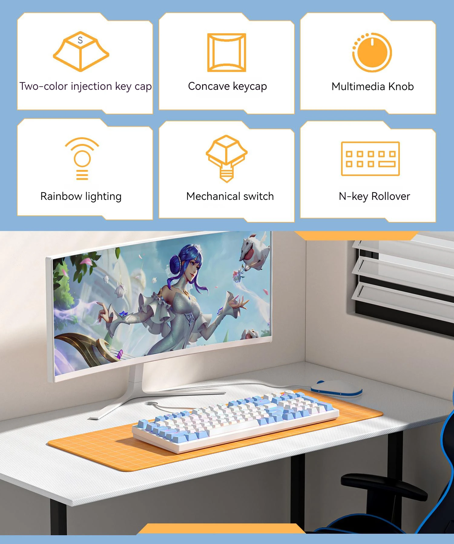 ZIFRIEND ZA981 98-Key RGB Hot-Swap Wired Mechanical Keyboard