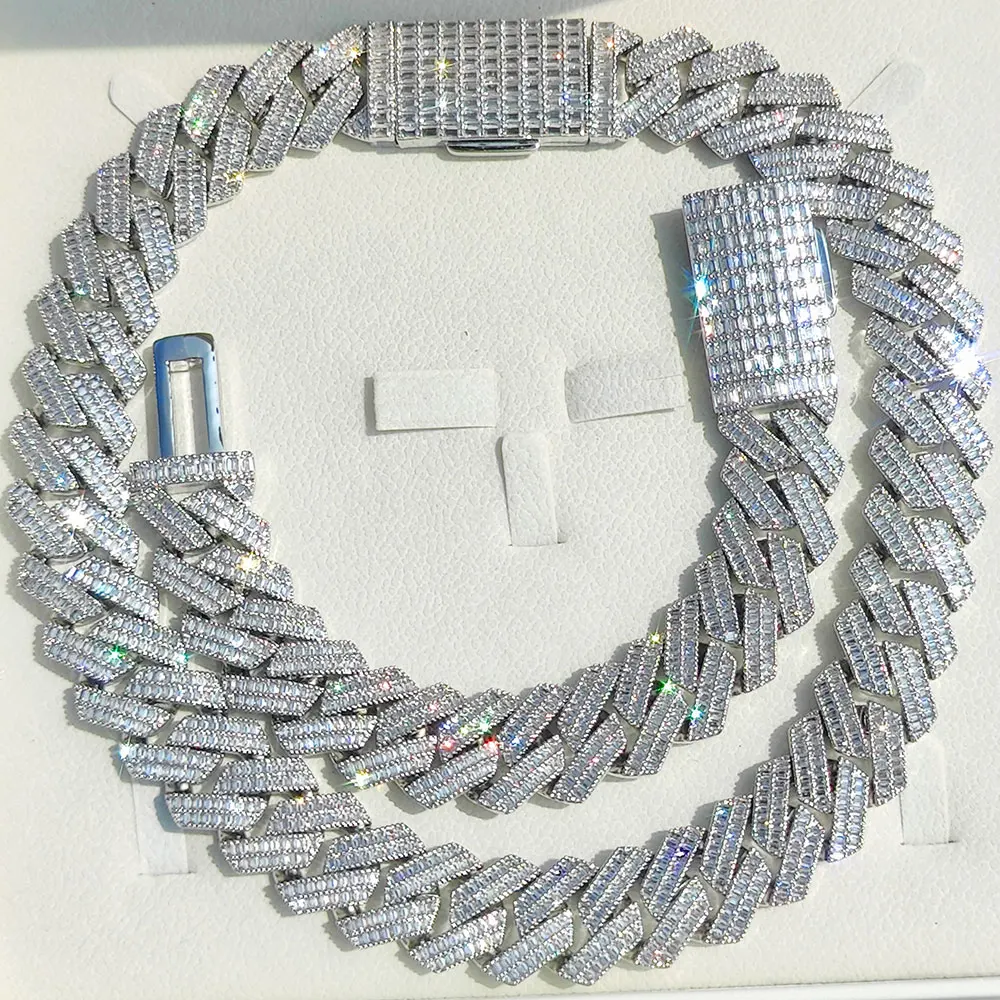 20mm Iced Out Cuban Link Chain Bling 5A+ CZ Rectangle Stone Heavy Thick ...