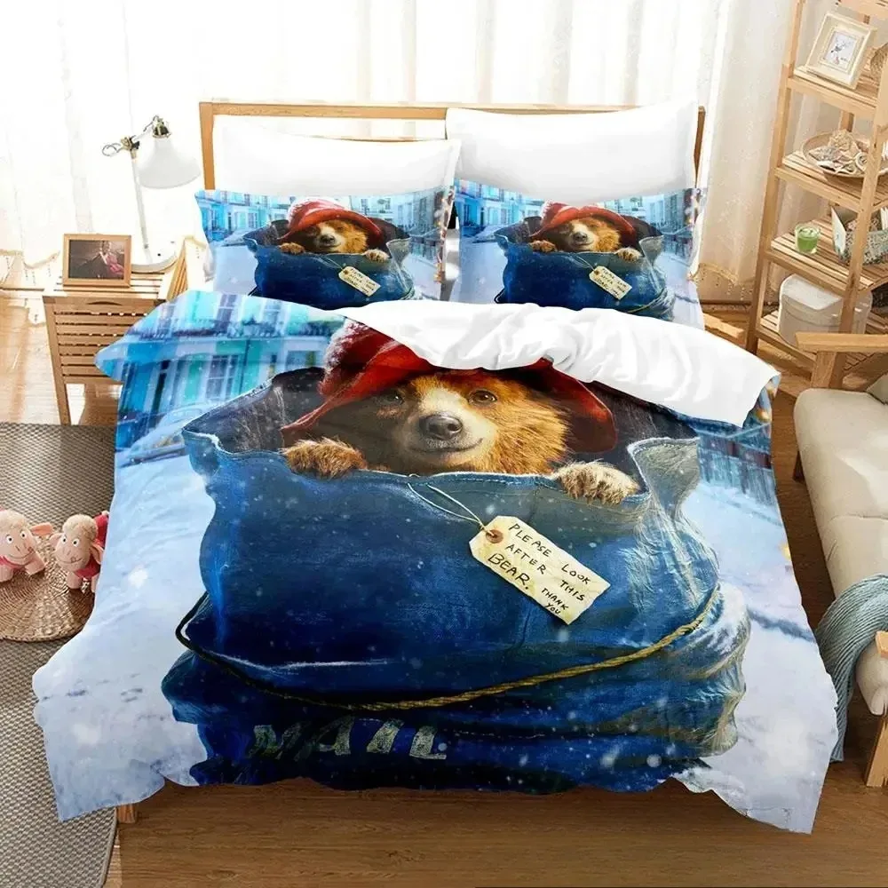 Juego de cama con estampado 3D de oso Paddington de dibujos animados ...