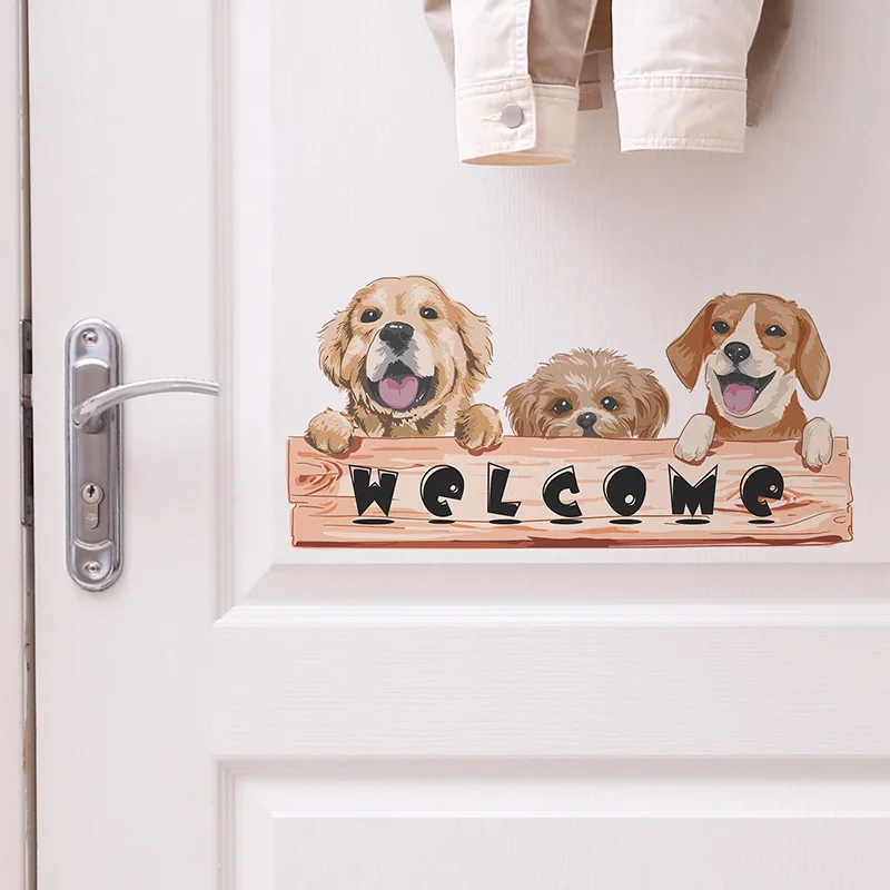 Cute-Dog-Welcome-Wall-Sticker-Living-Room-Entrance-Decor-Decals ...