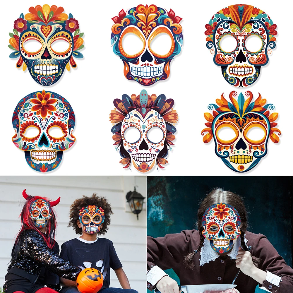 6PCS-Mexican-Holiday-Paper-Mask-Sugars-Skulls-Paper-Mask-Full-Face-Mask ...