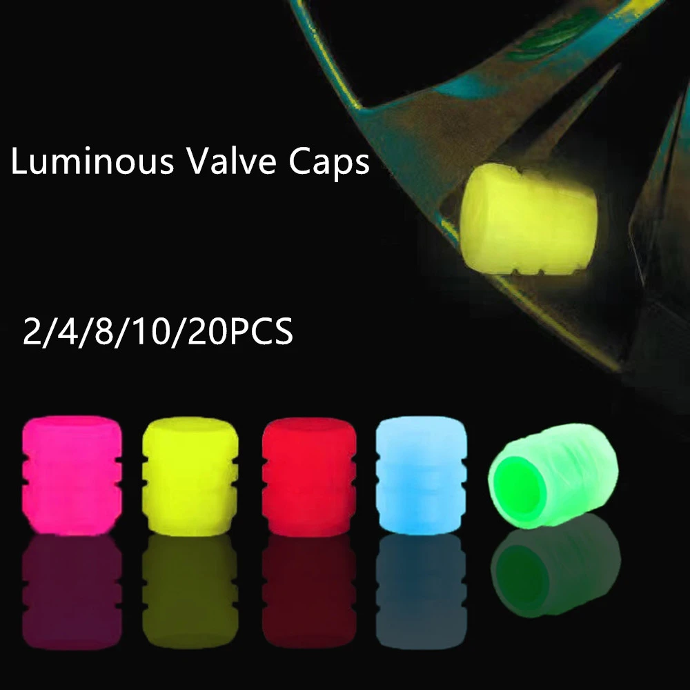 Luminous Valve Caps Fluorescent Green Blue Night Glowing Car Motorcycle ...